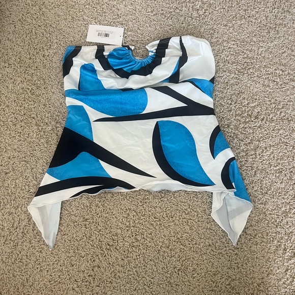 vamp official | Tops | Nwt Blue White And Black Tube Top | Poshmark